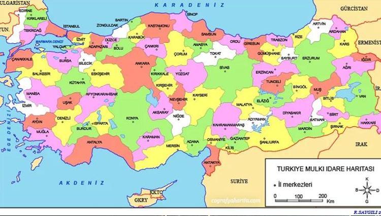 Türkiye siyasi haritası (Tıkla Büyüt) Türkiye’nin şehirleri listesi ve ...