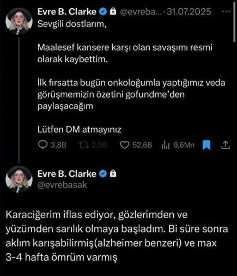 Evre Başak Clarke öldü mü? Evre Başak Clarke neden öldü, hastalığı neydi? Evre Başak Clarke ...